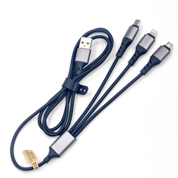 3-in-1 Aluminum Charging Cable | USB-A Input | 120cm | 18W | S7120-F01 ...