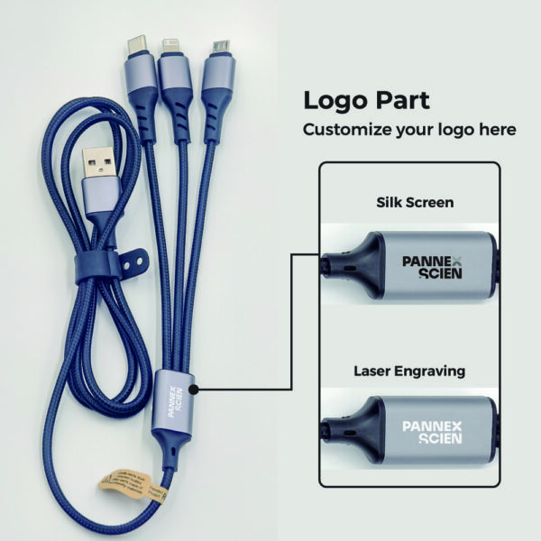 3-in-1 Aluminum Charging Cable | USB-A Input | 120cm | 18W | S7120-F01 ...